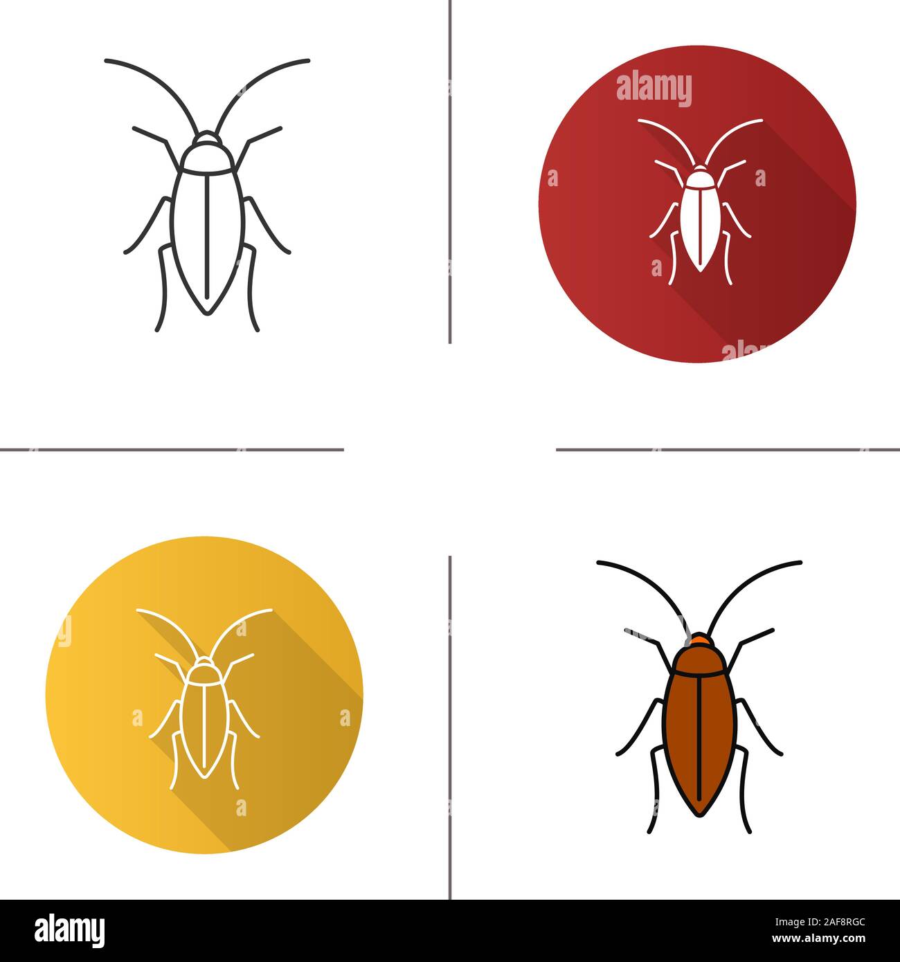 Cockroach icon. Flat design, linear and color styles. Isolated vector ...