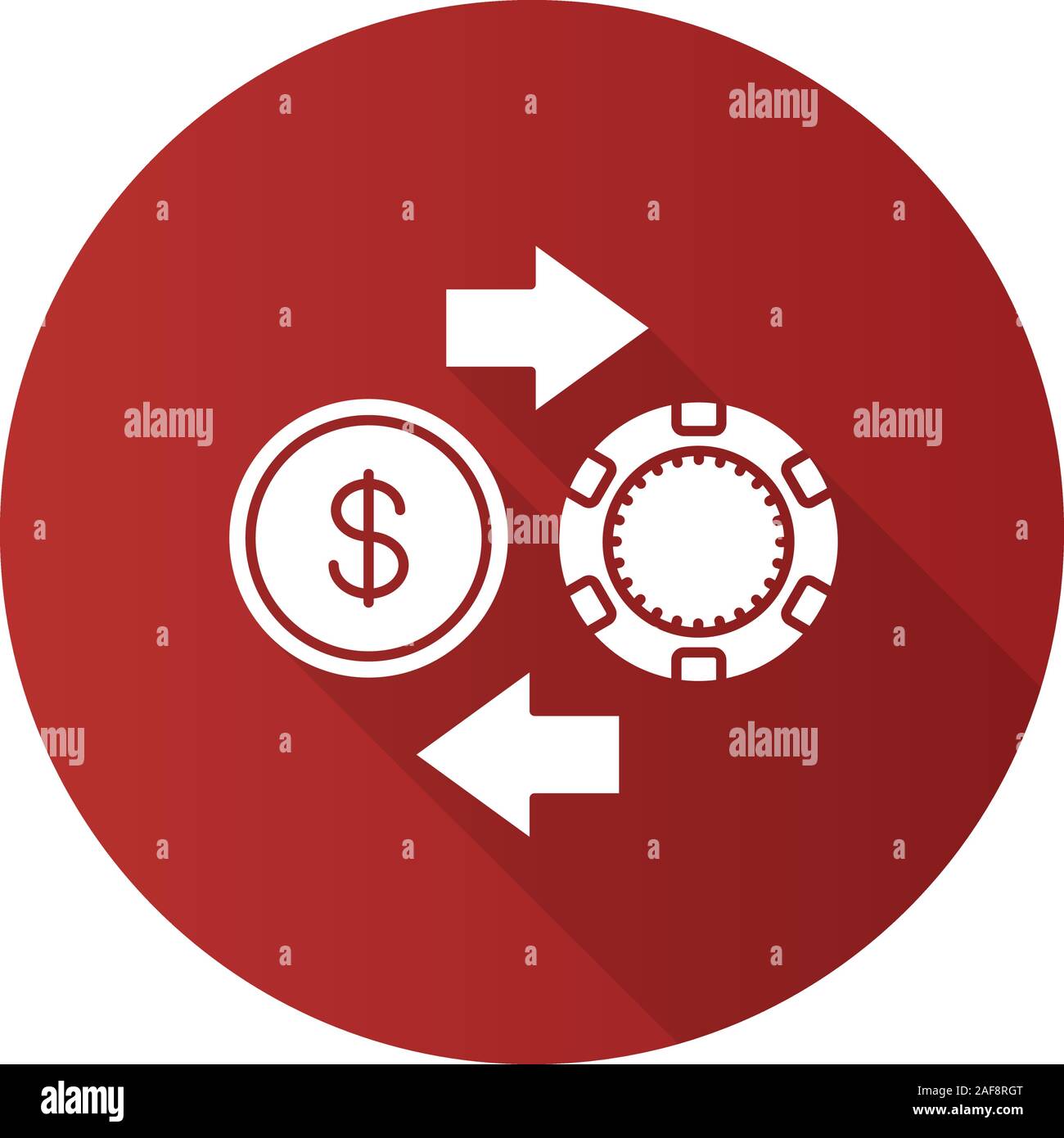 Real money casino flat design long shadow glyph icon. Gambling chips ...