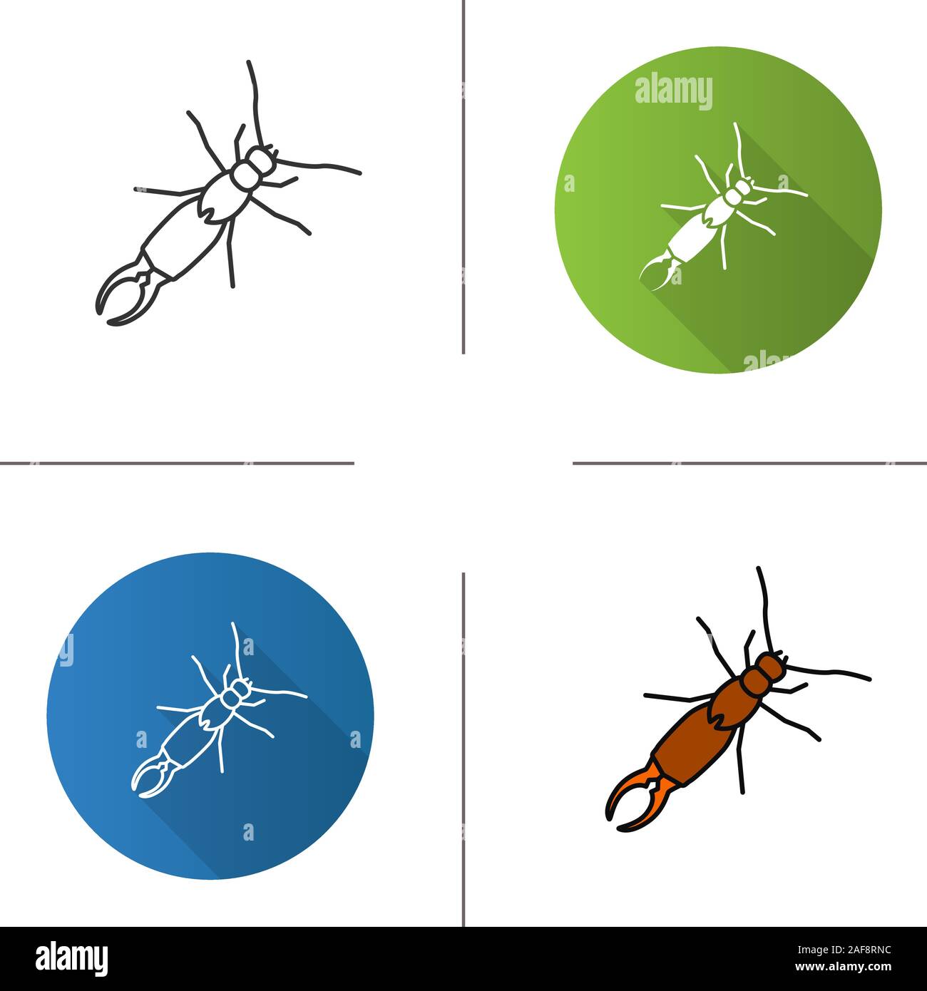Earwig icon. Flat design, linear and color styles. Isolated vector ...