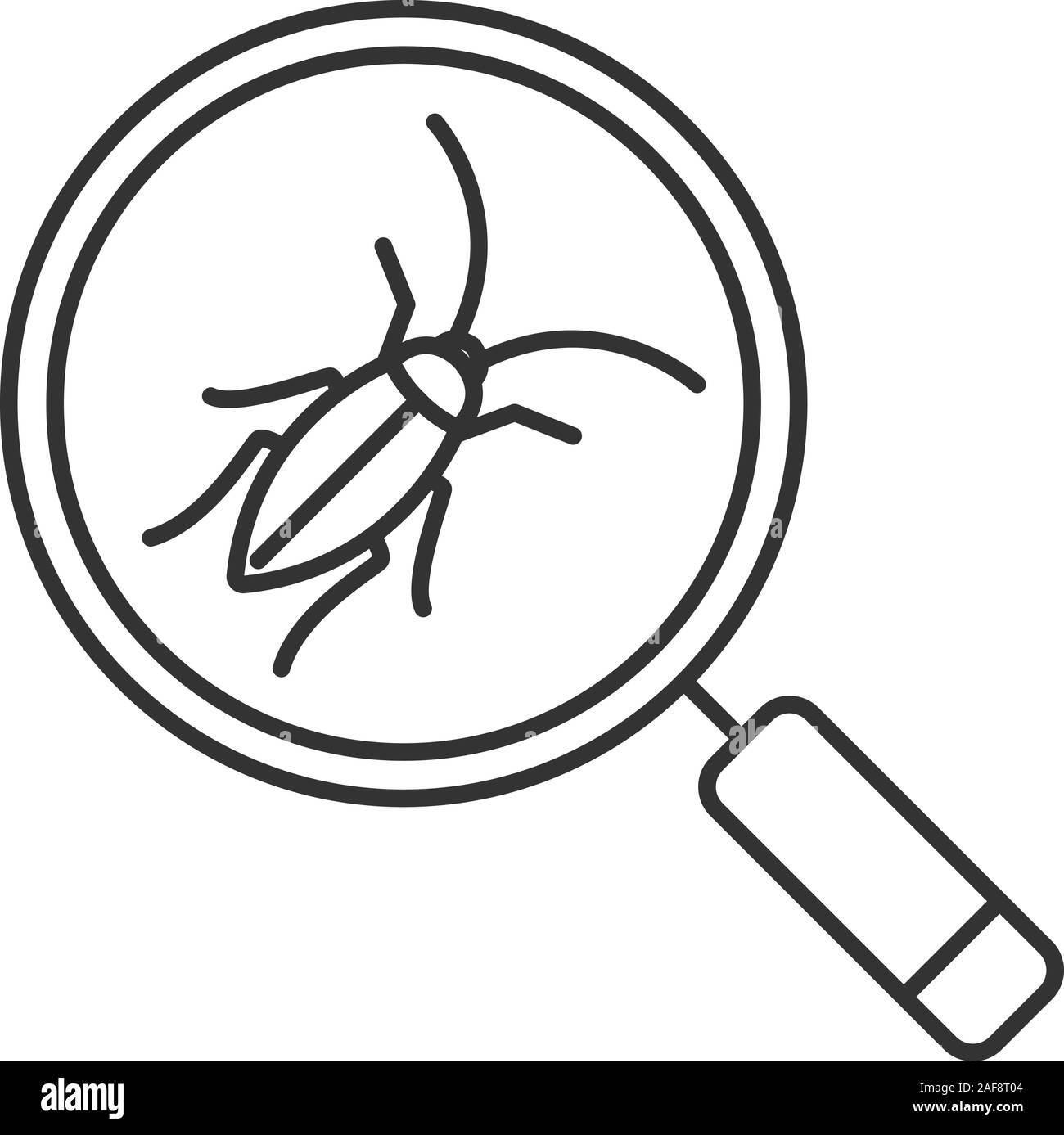 Cockroach searching linear icon. Pest control service. Magnifying glass ...