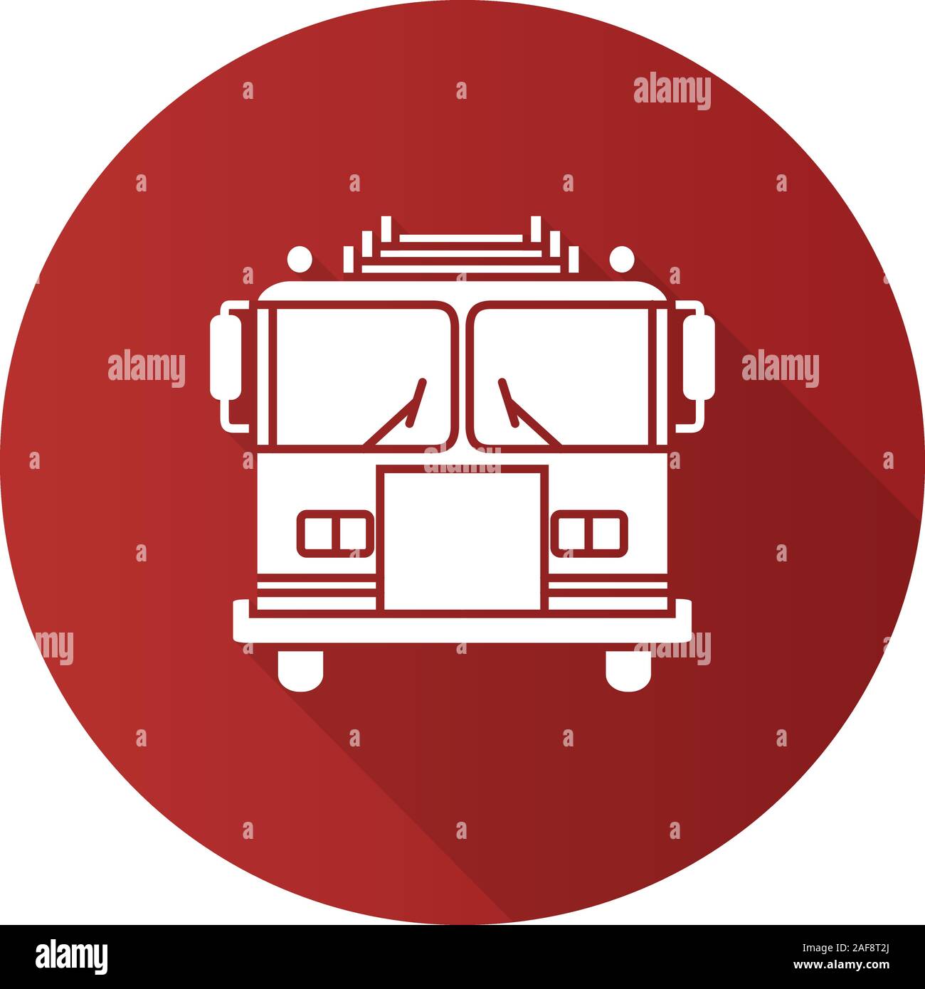 Fire engine flat design long shadow glyph icon. Firefighting truck ...