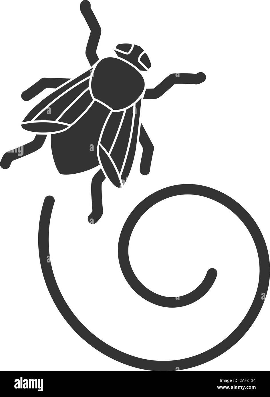 Housefly glyph icon. Insect. Musca domestica. Fly insect. Silhouette ...