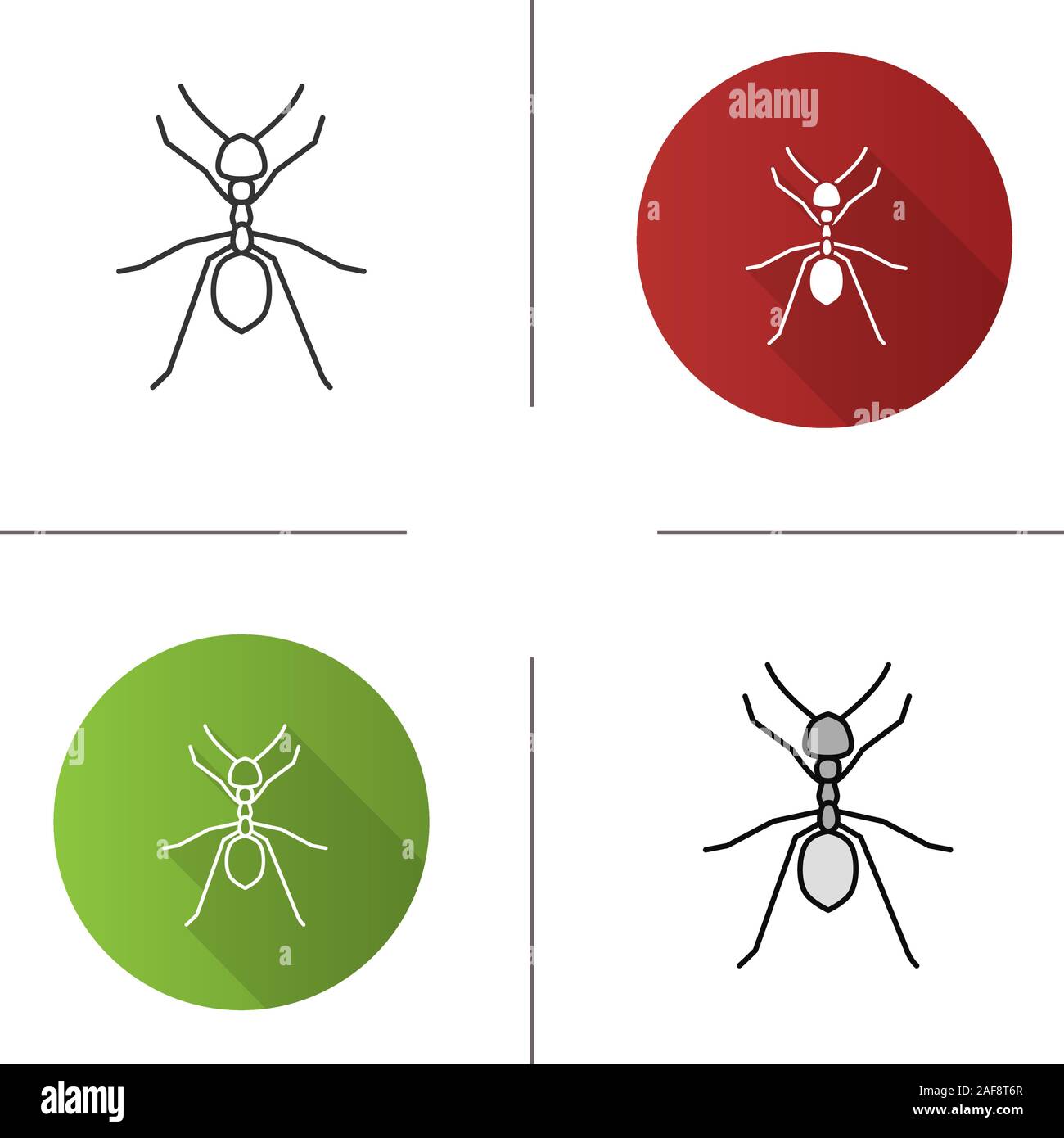 Ant icon. Flat design, linear and color styles. Isolated vector ...
