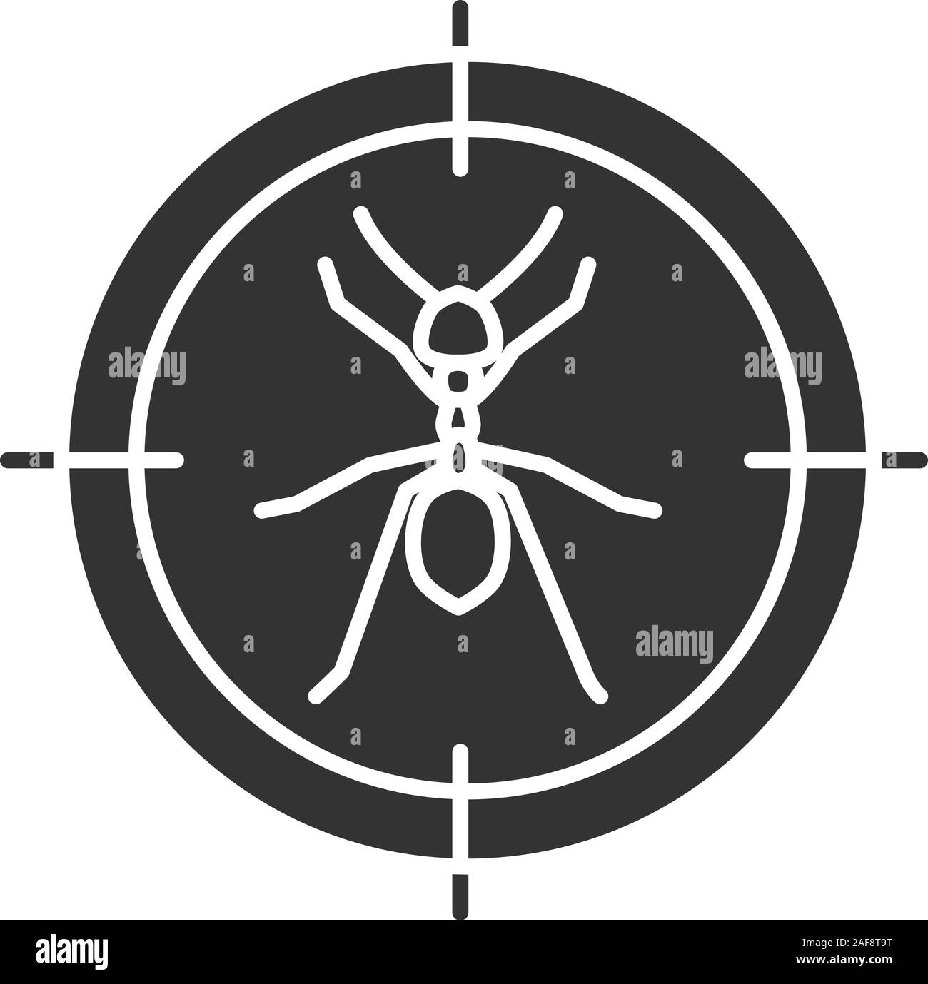 Ants target glyph icon. Insects repellent. Pest control. Silhouette ...