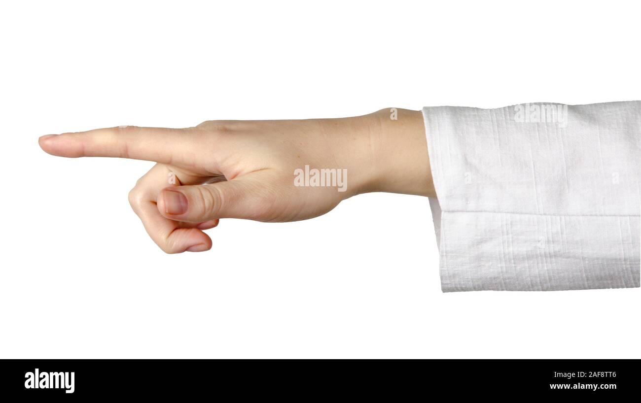 Hand pointing left Stock Photo - Alamy