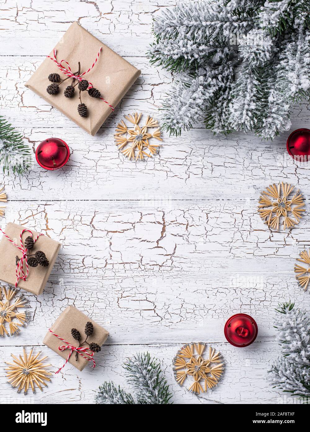 Gift boxes in craft paper Stock Photo - Alamy