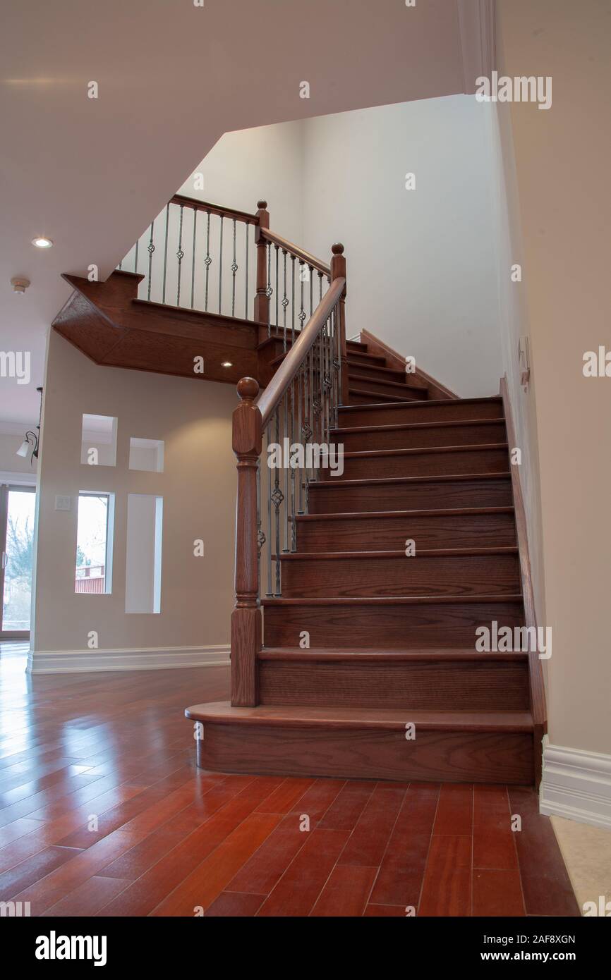 Private house Interior entrance, living room and staircase Stock Photo ...