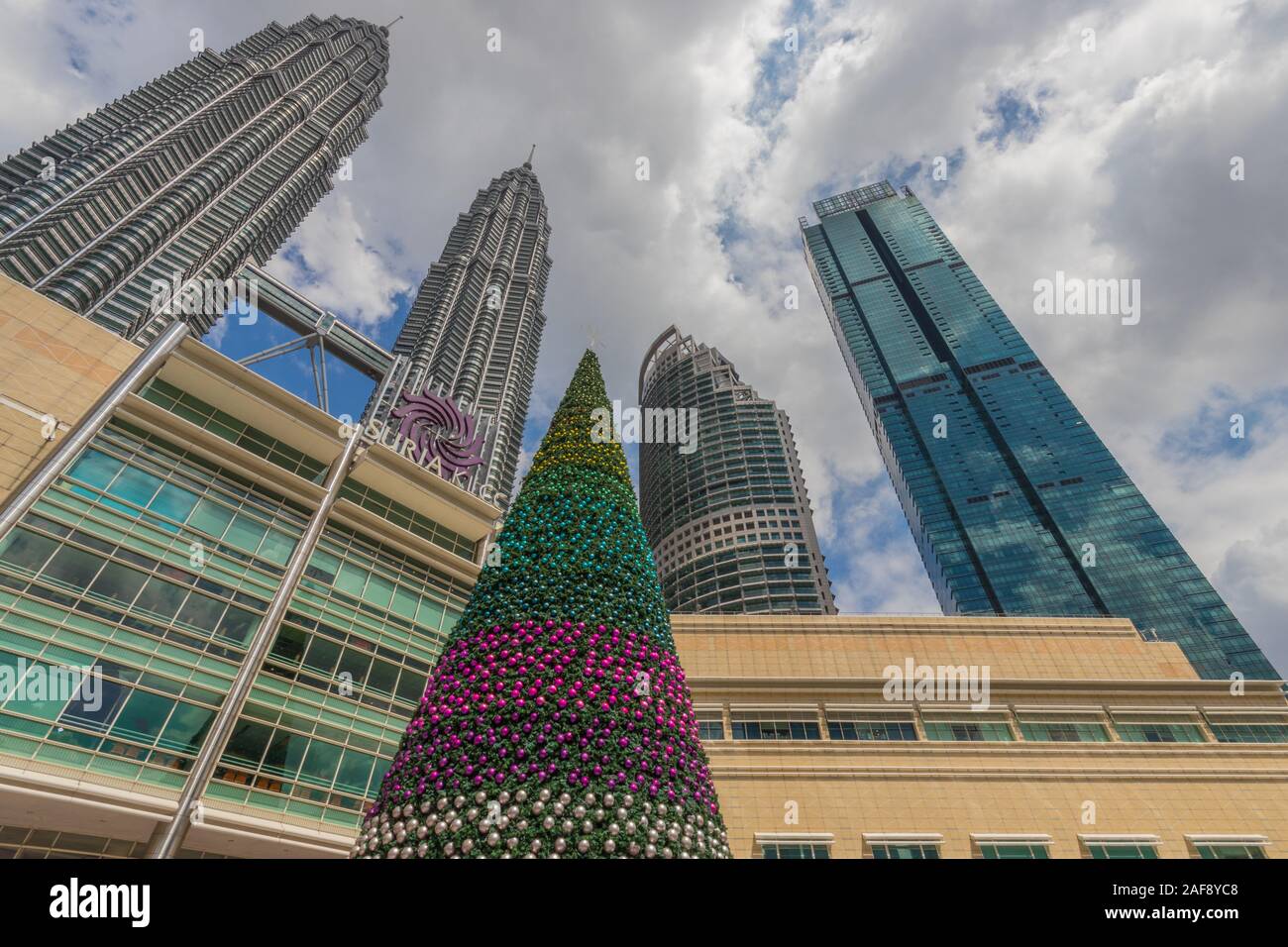 Christmas tree outside Suria Shopping Mall, Kuala Lumpur City Centre ...