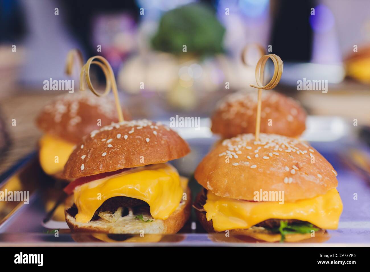 mini hamburgers, mini burgers, party food, finger food sliders Stock ...