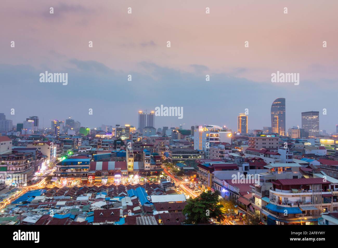 The skyline of central Phnom Penh, capital city of Cambodia Stock Photo ...