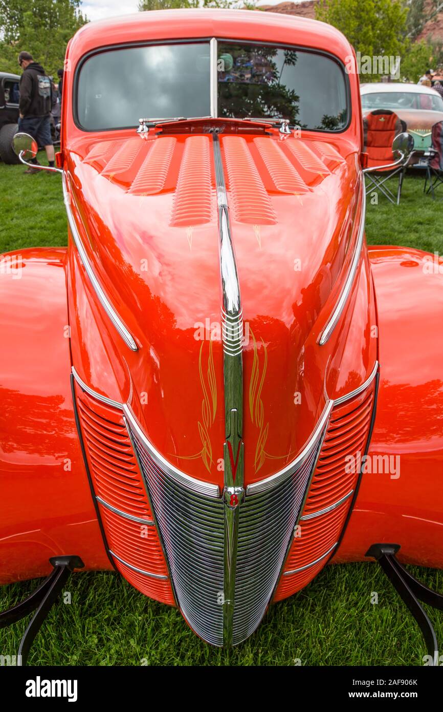 A restored and modified 1940 Ford Deluxe Coupe hot rod in the Moab ...