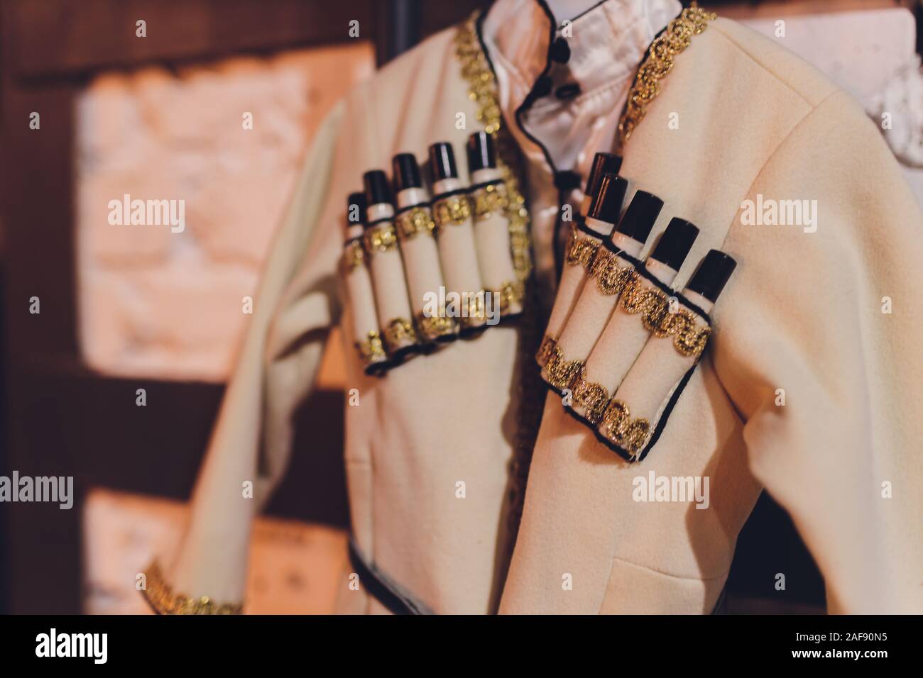 Detail of the national costume of the Caucasian Highlander, pockets for ...