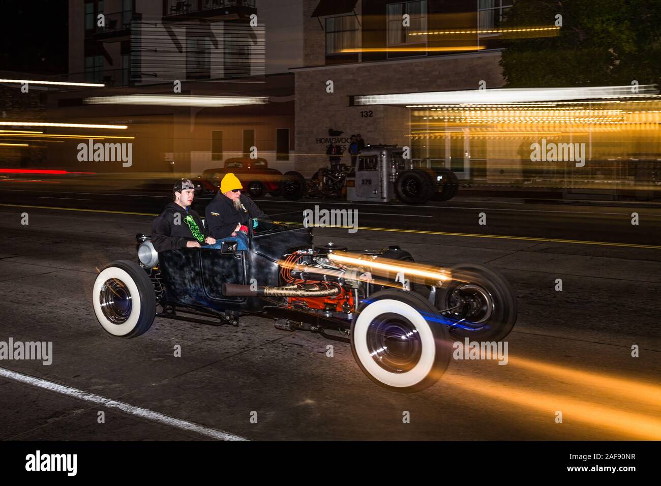 A bucket-T rat rod, built on a 1920 Ford Model T body and heavily ...