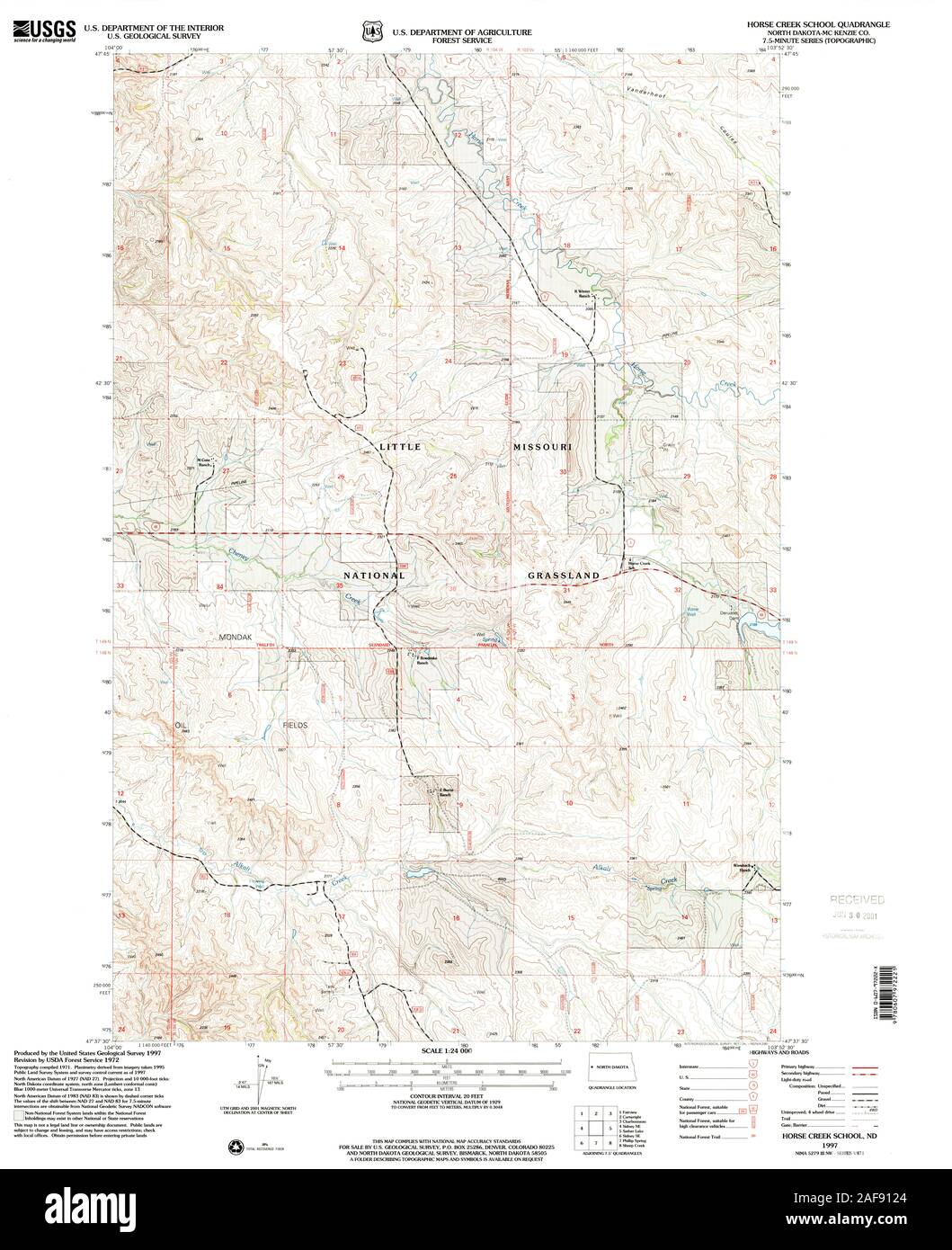 USGS TOPO Map North Dakota ND Horse Creek School 284223 1997 24000 ...