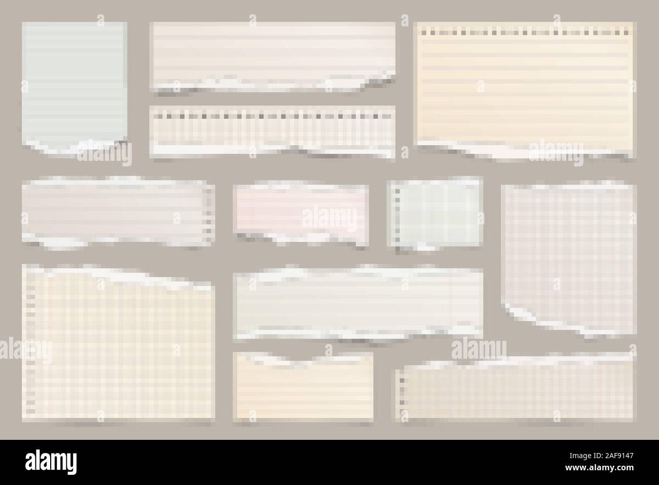 Colored ripped lined paper strips collection. Realistic paper scraps ...