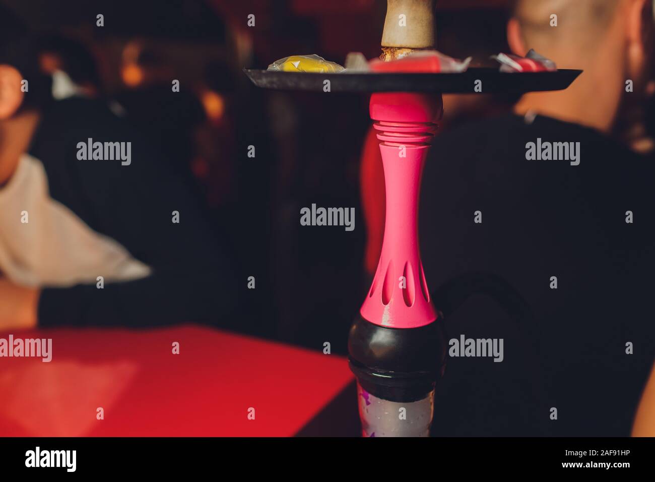 The hookah on the bar counter in a cafe Stock Photo - Alamy