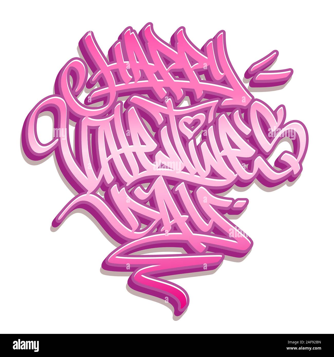 Happy Valentine´s Day graffiti style lettering with pink customizable ...
