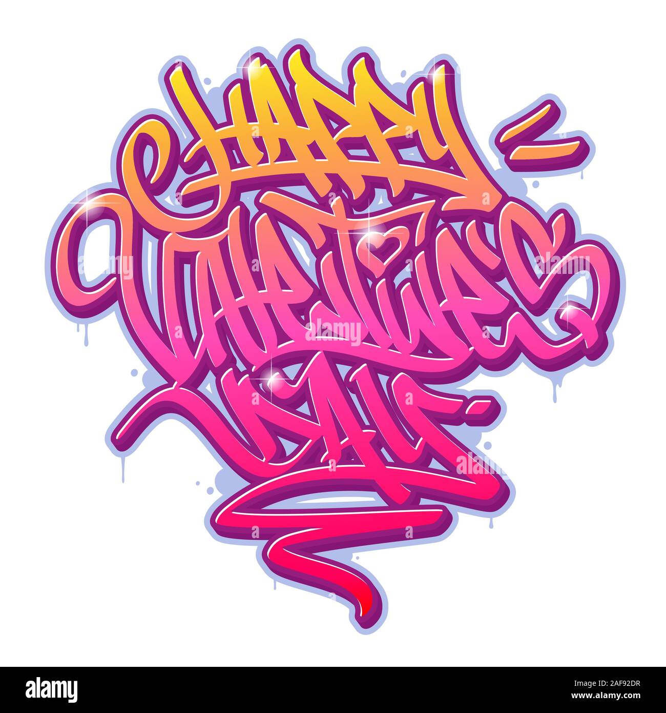 Happy Valentine´s Day graffiti style lettering with vibrant ...