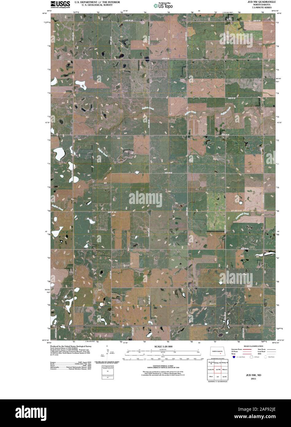 USGS TOPO Map North Dakota ND Jud NW 20110321 TM Restoration Stock ...