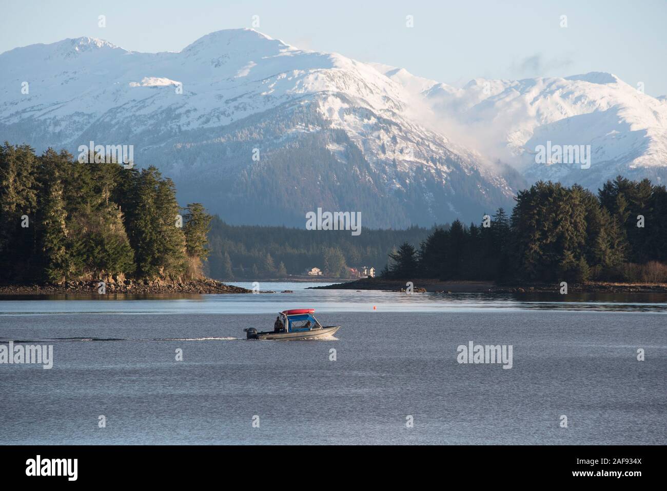 Metal Skiff with Kayak cruise out of Auke Rec, Southeast Alaska Stock ...