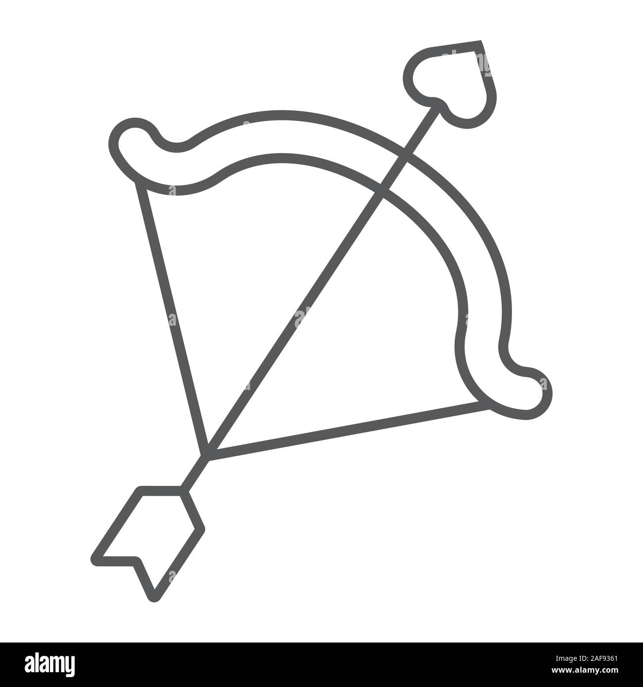 Cupid bow thin line icon, valentine and holiday, arrow sign, vector ...