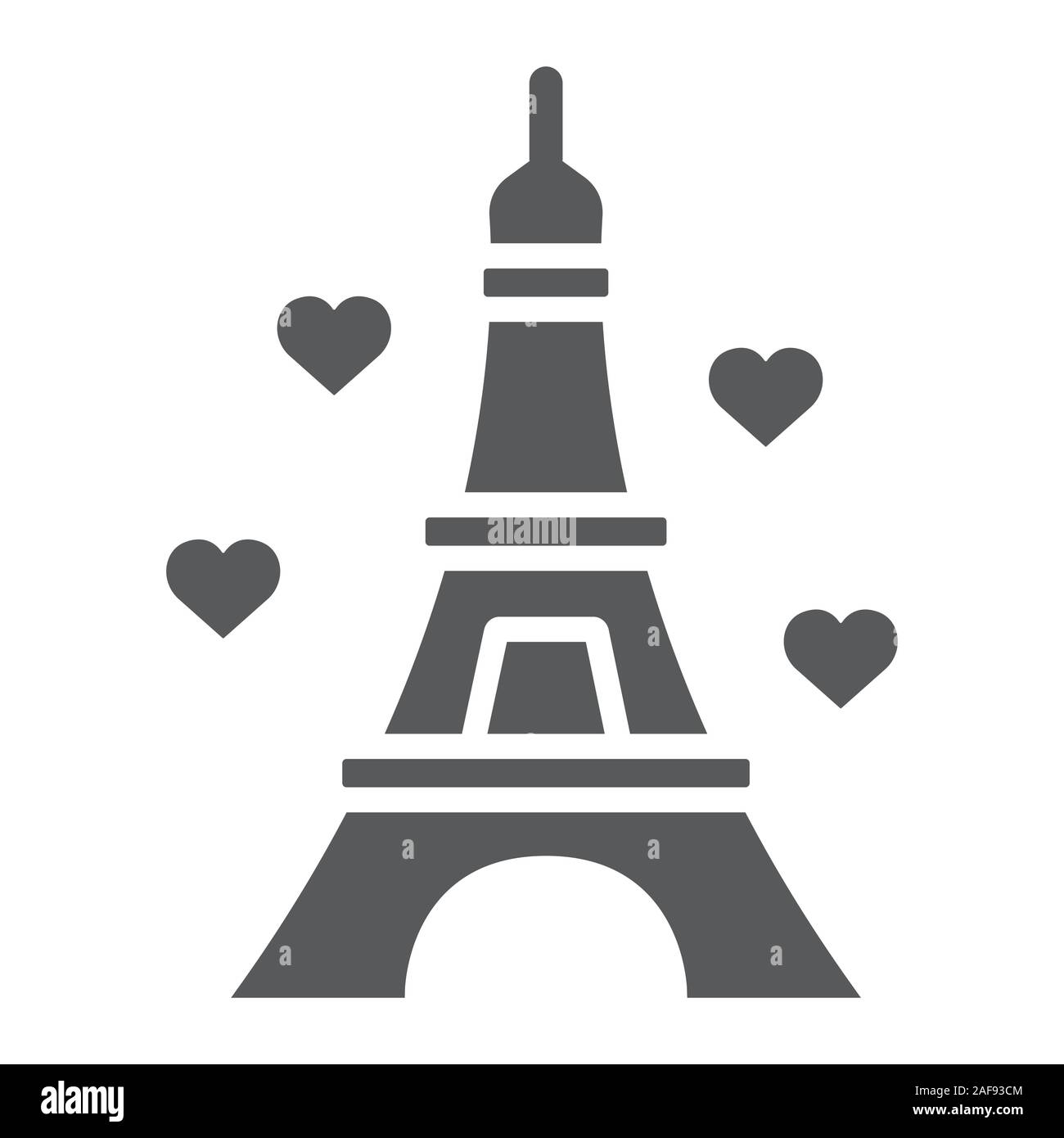 Eiffel glyph icon, valentine and holiday, france sign, vector graphics ...