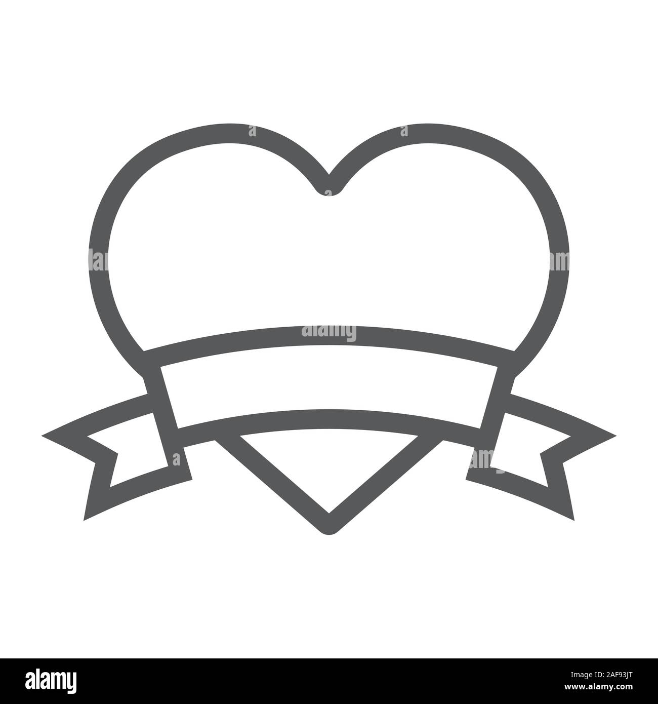 Heart banner line icon, valentine and holiday, love ribbon sign, vector ...