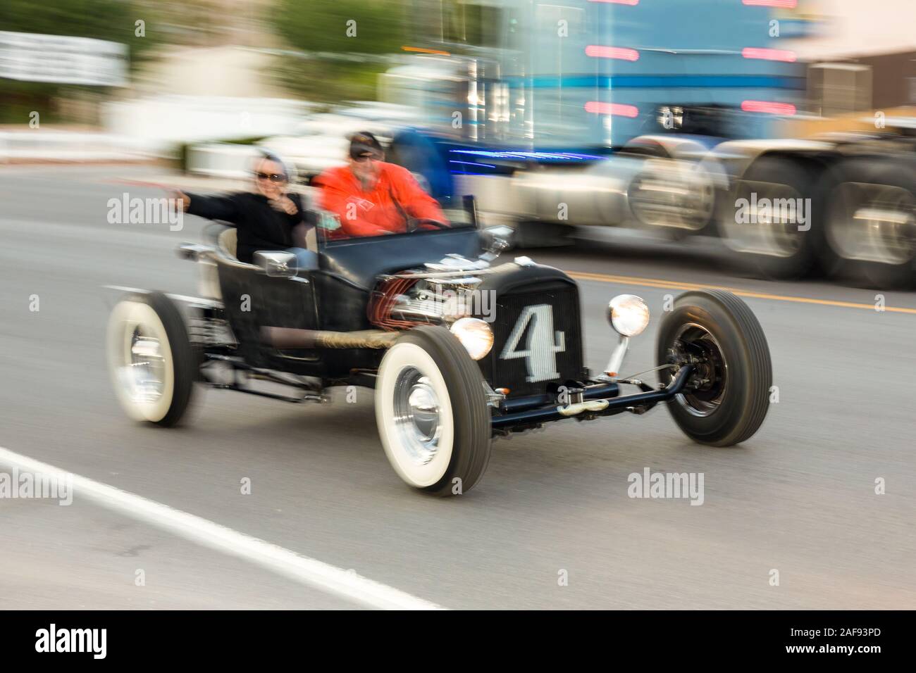 A bucket-T rat rod, built on a 1920 Ford Model T body and heavily ...