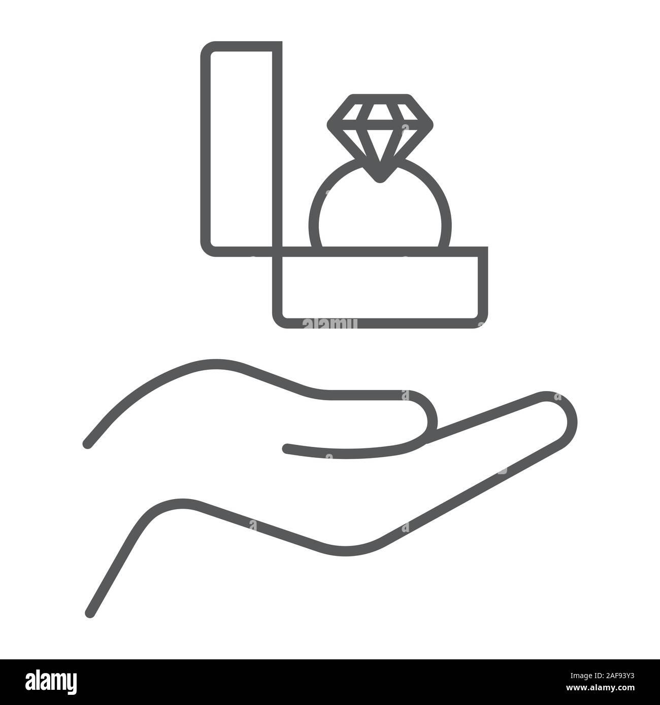 Proposal Marriage Thin Line Icon Valentine And Holiday Ring On Hand