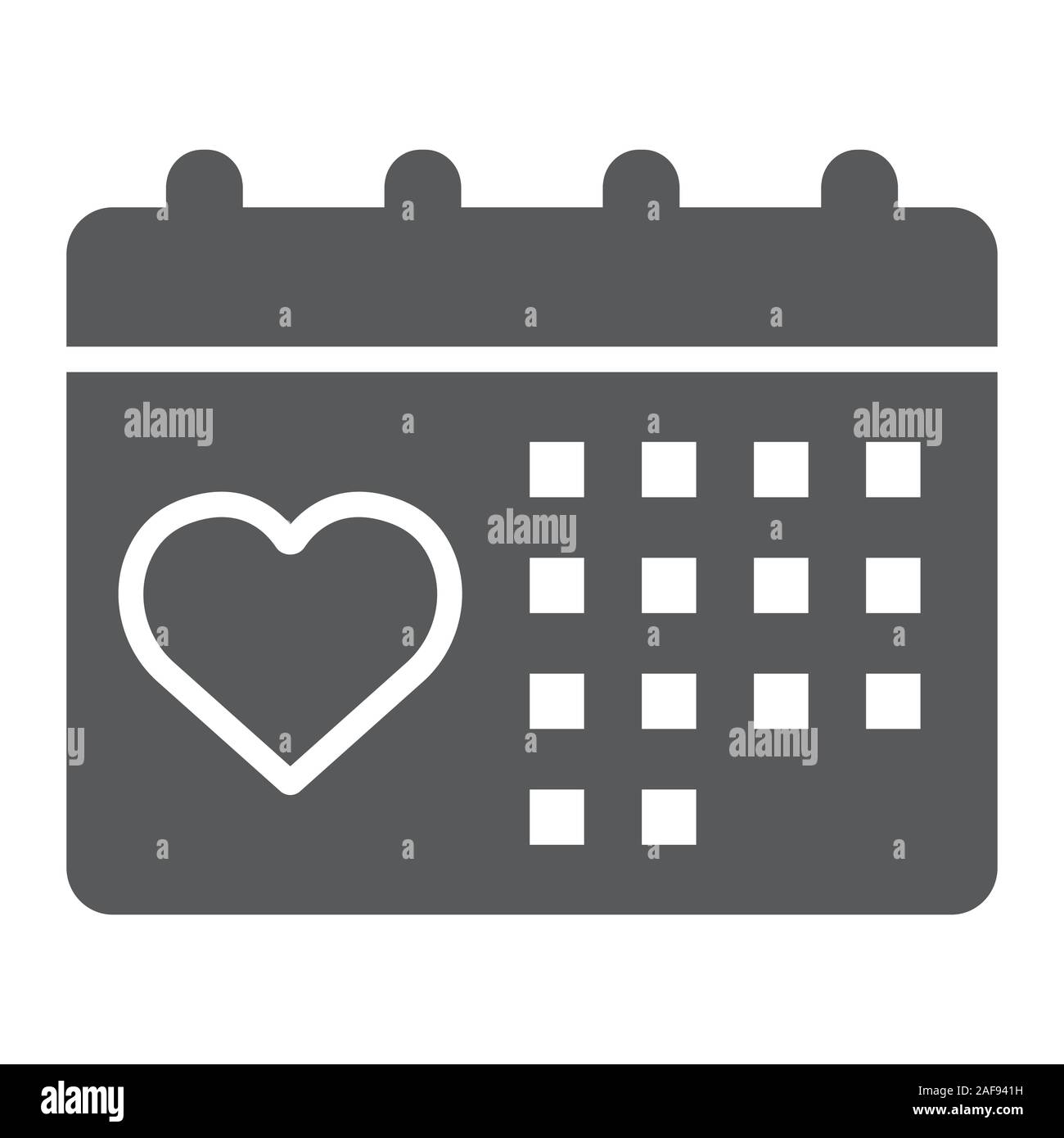 Love Calendar glyph icon, valentine and holiday, valentines day sign ...
