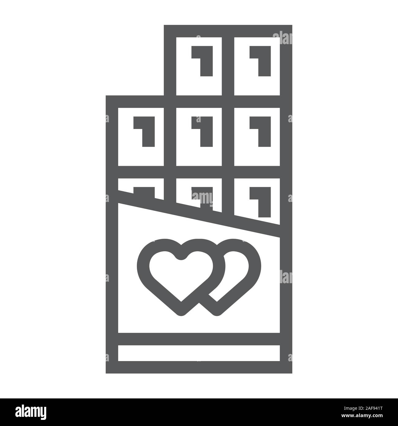 Love Chocolate Bar Line Icon Valentine And Holiday Heart Chocolate