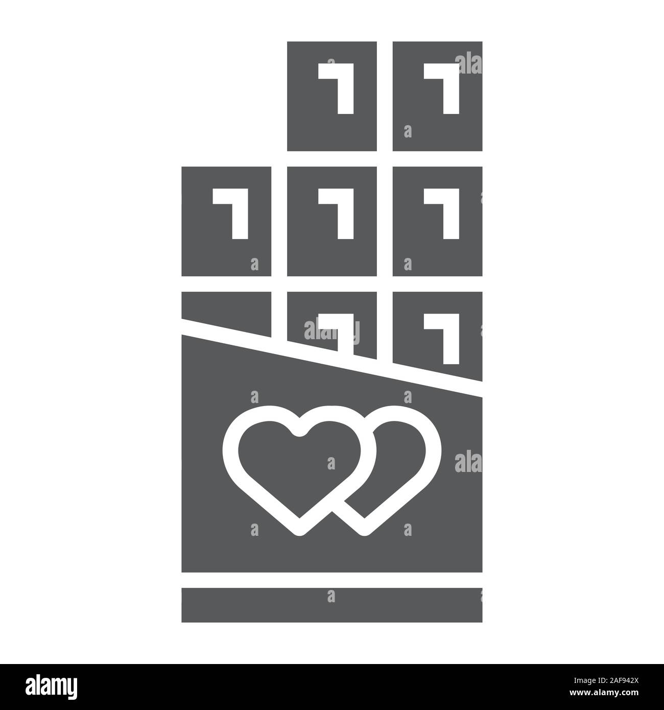 Love Chocolate Bar glyph icon, valentine and holiday, heart chocolate ...