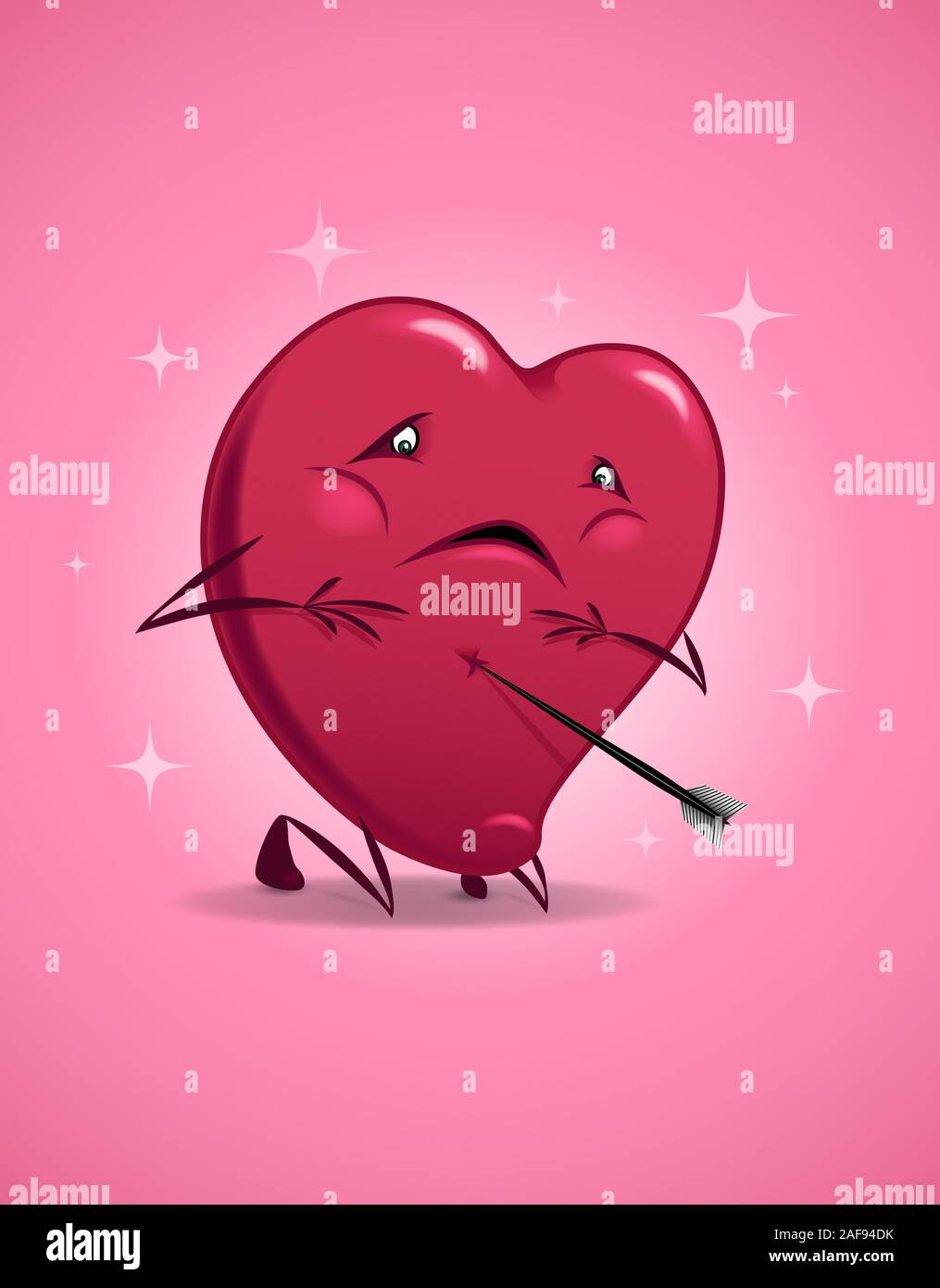 Valentine funny wounded heart cartoon vector illustration Stock Vector ...