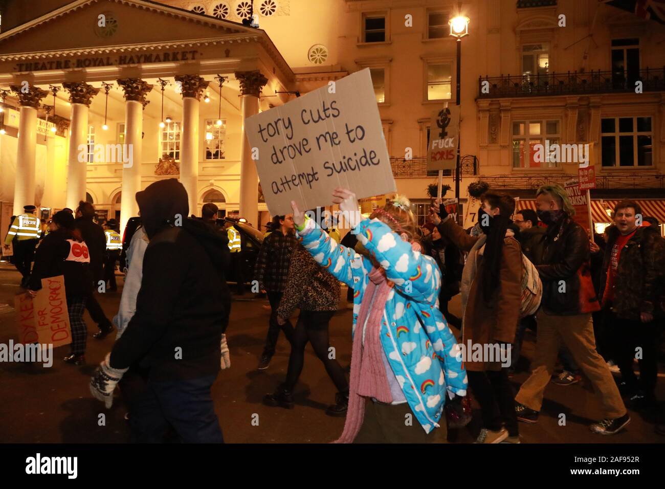 Westminster, London, UK, 13th December 2019: Various protest groups ...