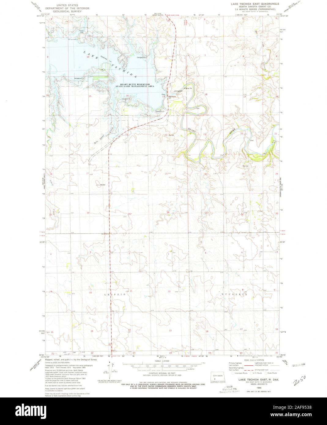 USGS TOPO Map North Dakota ND Lake Tschida East 284334 1980 24000 ...