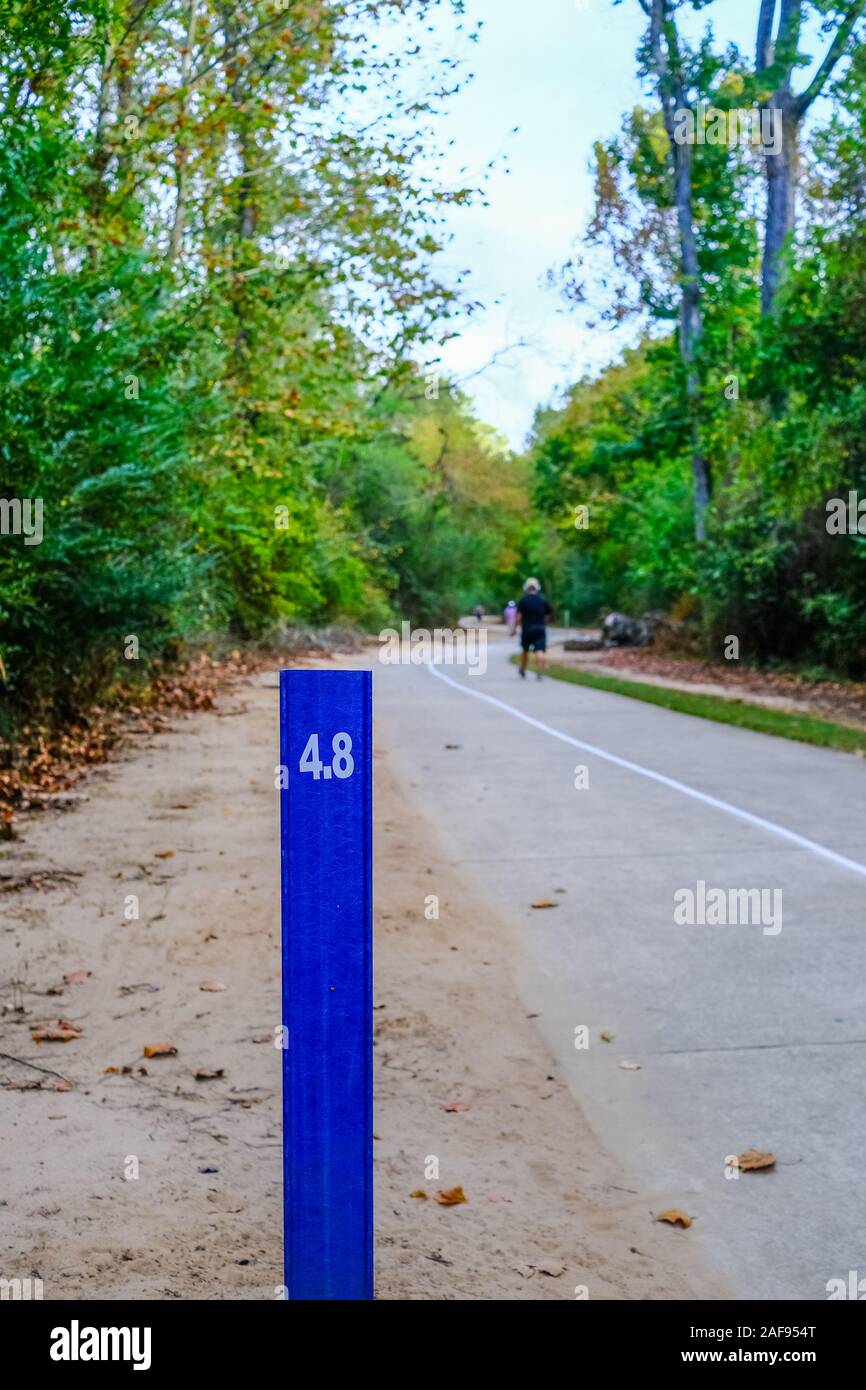 4.8 Mile Marker on Fitness Trail Stock Photo - Alamy