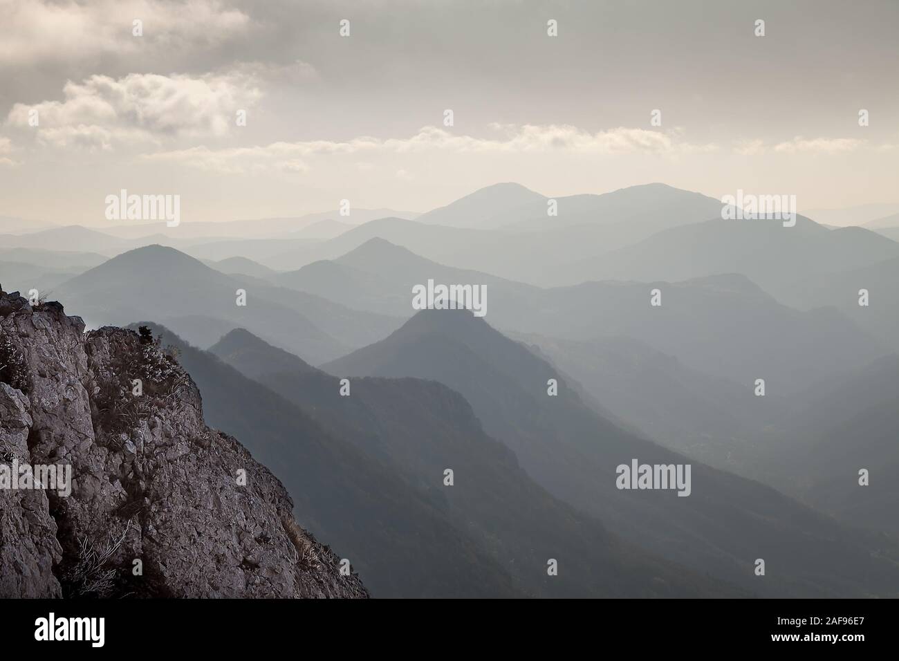 Beautiful, soft, endless, pointy mountain layers in the distance ...