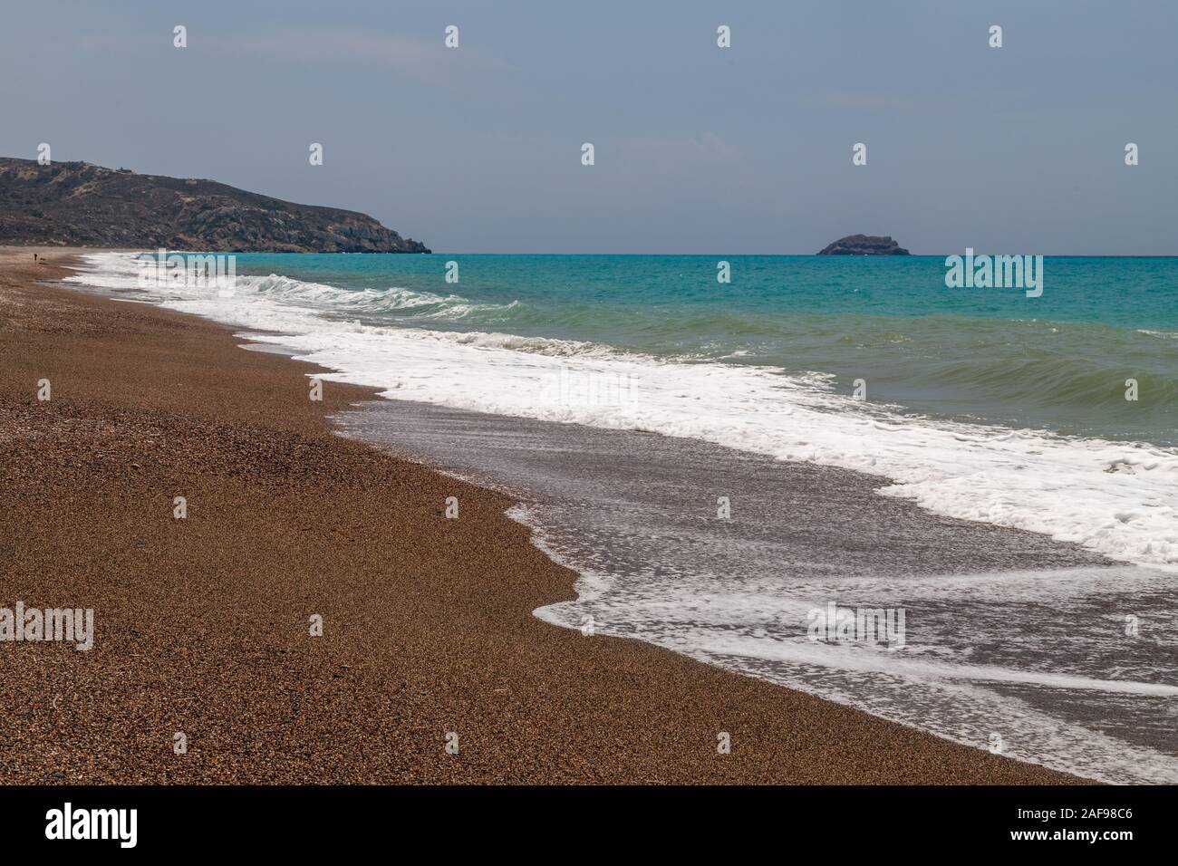 Gravel / pebble beach at the westcoast of Rhodes island near Kattavia ...