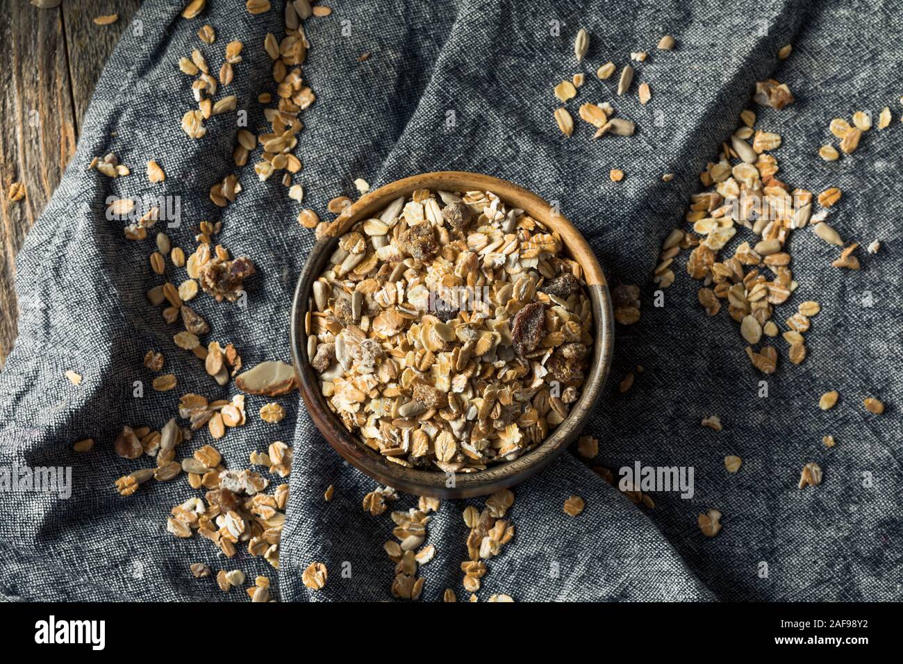 Homemade Dry Oat Muesli with Almond and Raisin Stock Photo - Alamy