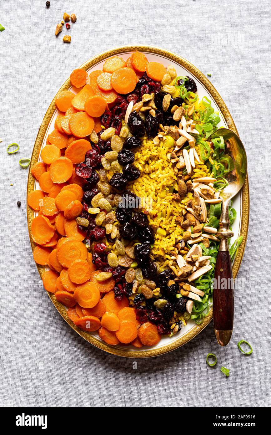 Buttery Bejeweled Rice with nuts and dry fruits Stock Photo - Alamy