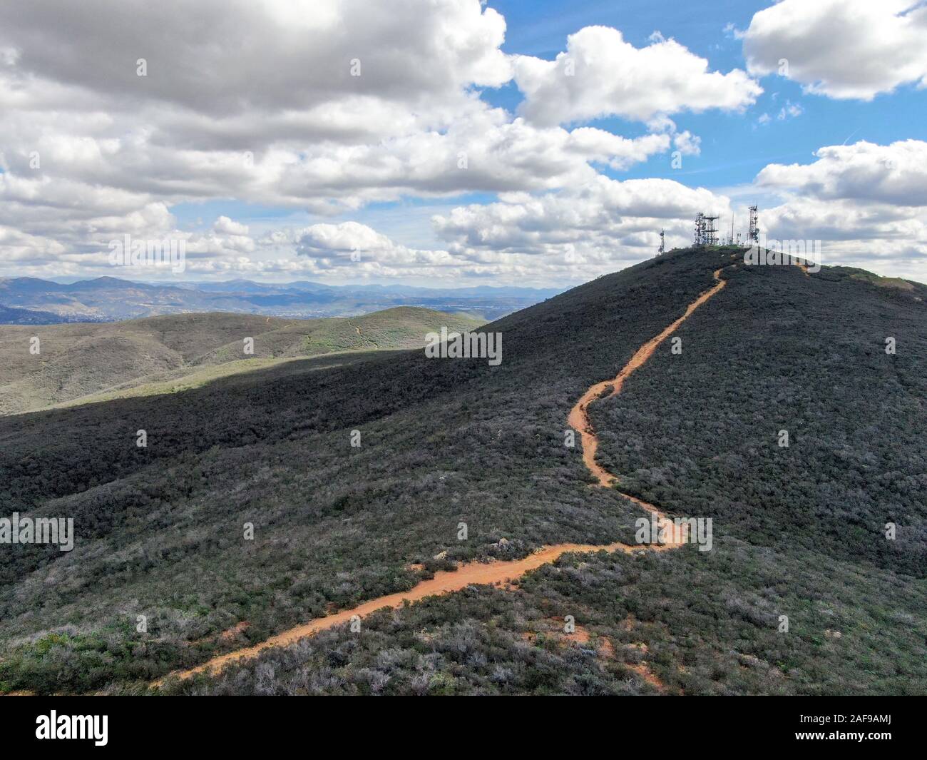 Aerial view of telecommunication antennas on the top of Mountain, SD ...