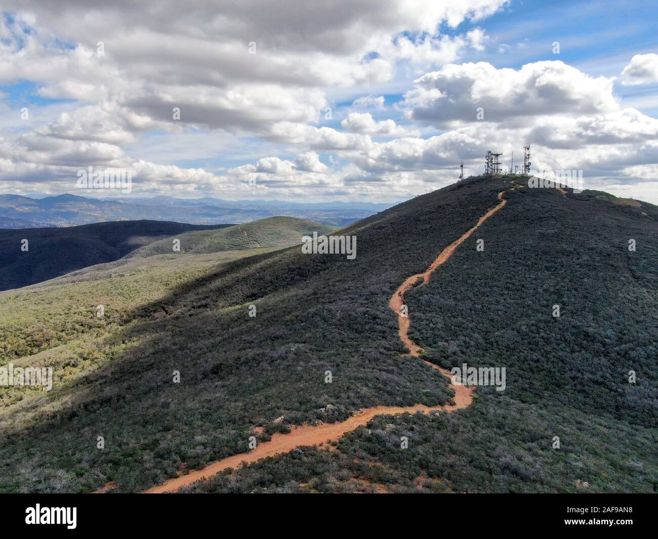Aerial view of telecommunication antennas on the top of Mountain, SD ...