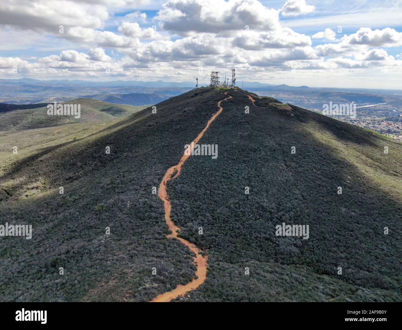 Aerial view of telecommunication antennas on the top of Mountain, SD ...