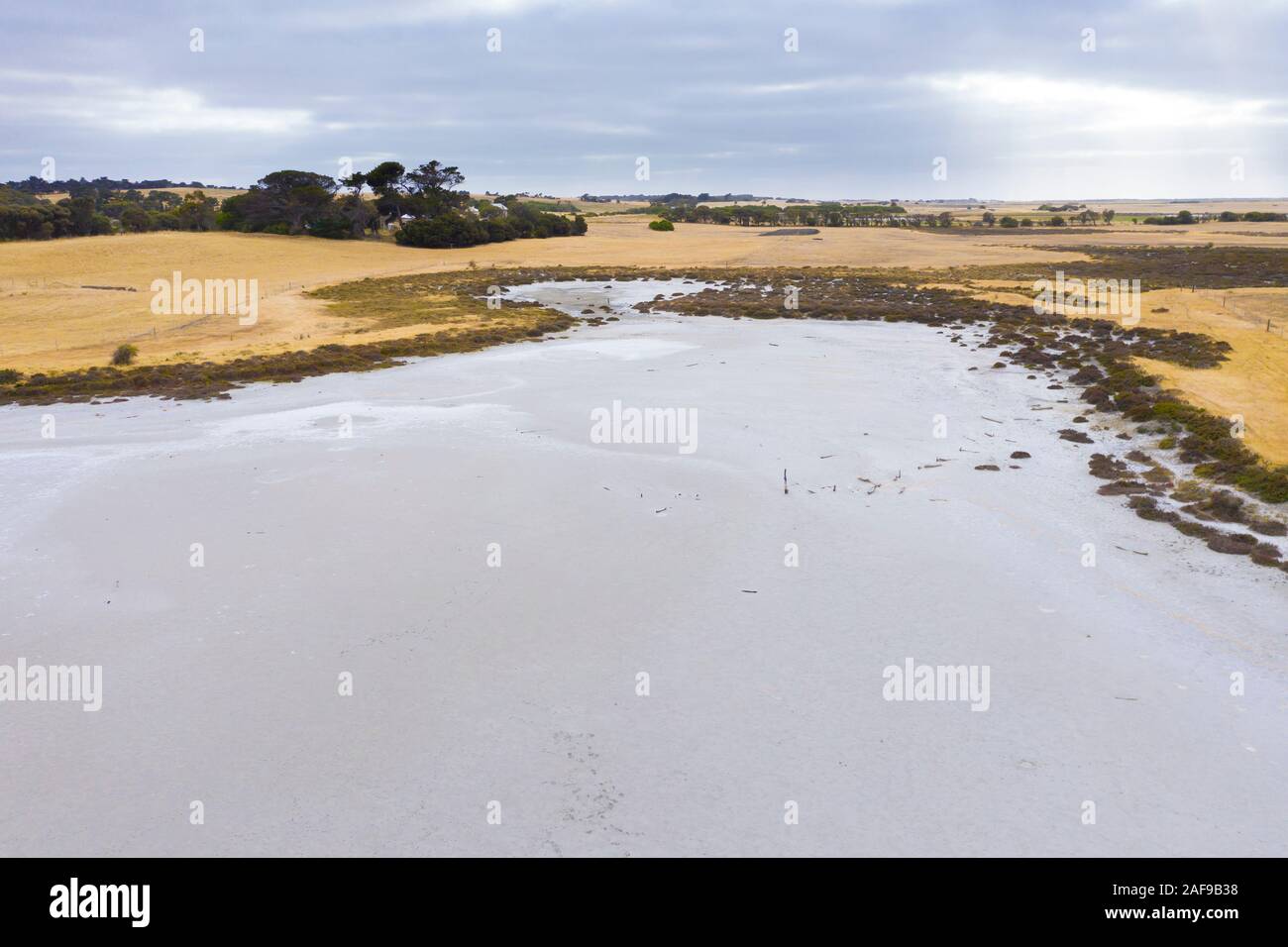 A large fresh water dam on Hindmarsh Island south of Adelaide in ...