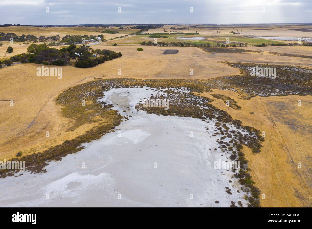A large fresh water dam on Hindmarsh Island south of Adelaide in ...