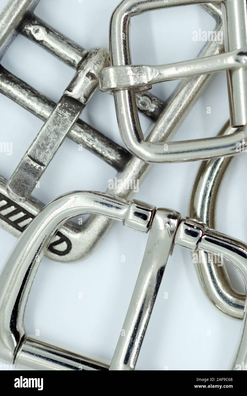 Chrome metal buckles for making belts and collars. Gray metal hardware ...