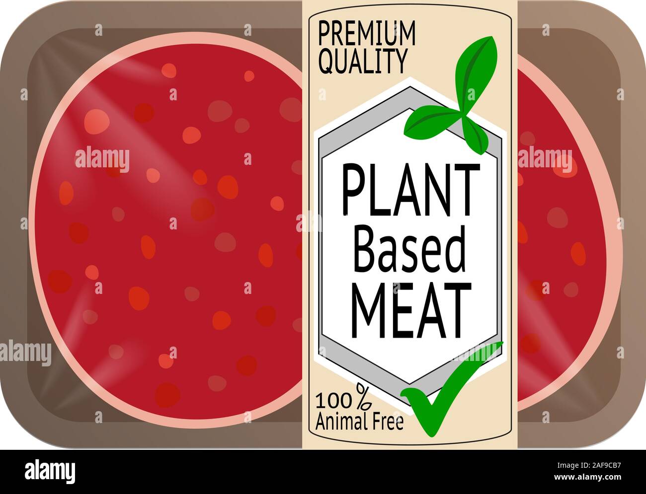 Plant based Meat with Hamburger Patty in Packaging with label Stock ...