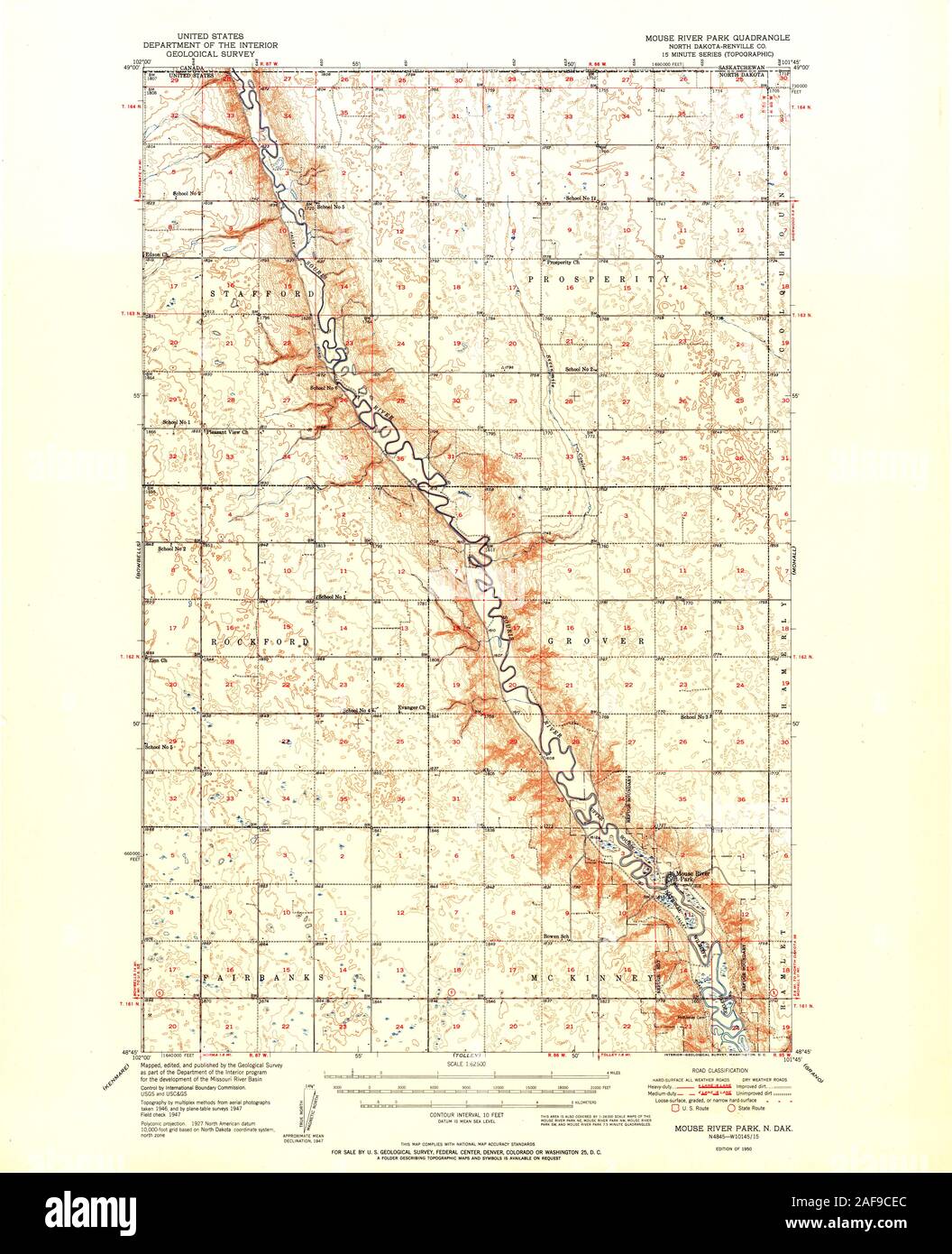 USGS TOPO Map North Dakota ND Mouse River Park 285355 1950 62500 ...
