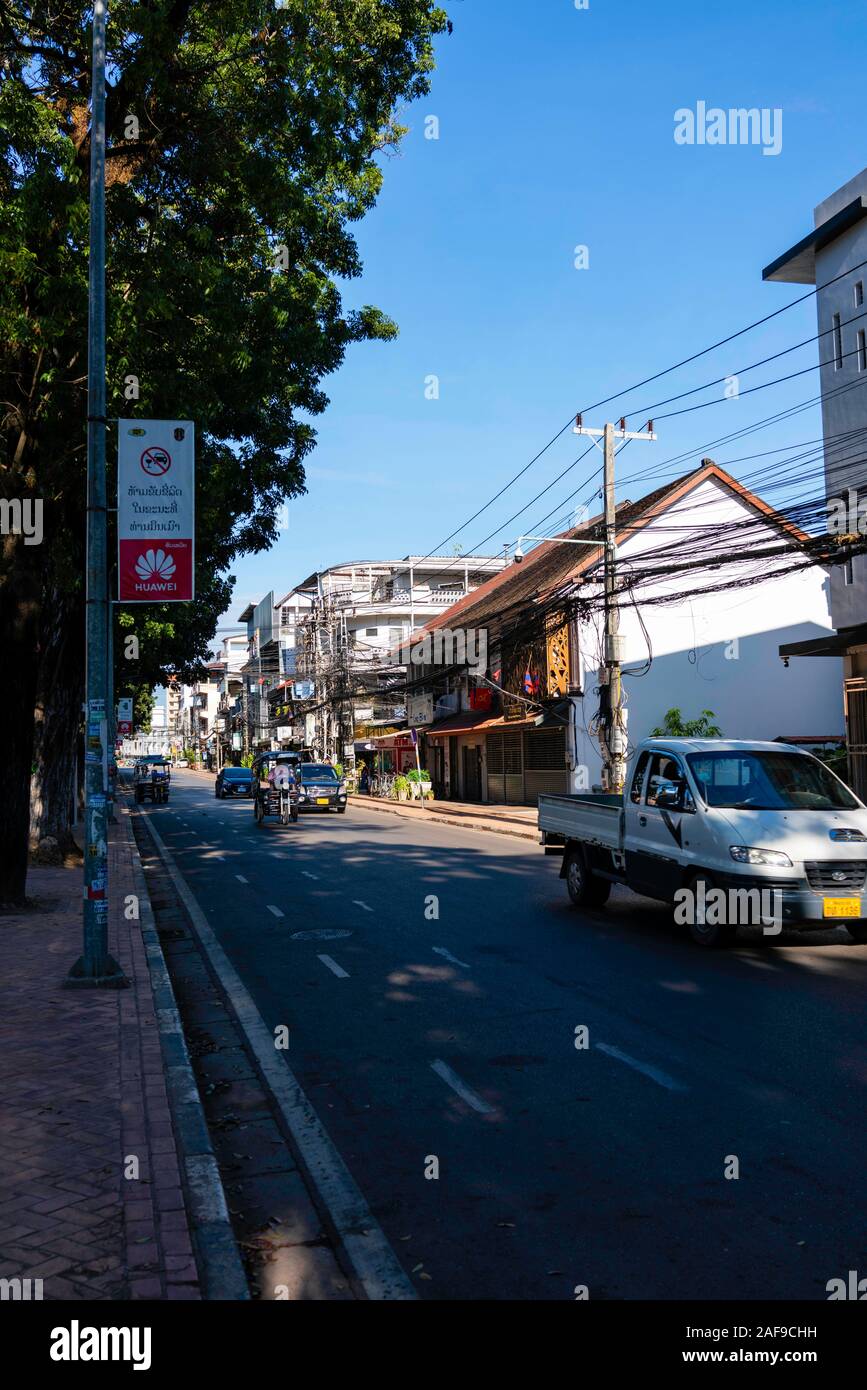 A morning street view of Vientiane, Laos Stock Photo - Alamy