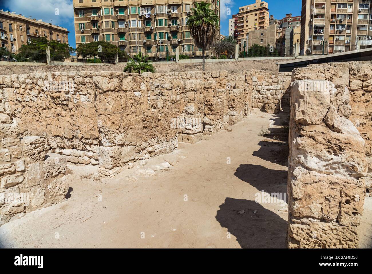Africa, Egypt, Alexandia. Stone walls at the ruins of the Roman ...